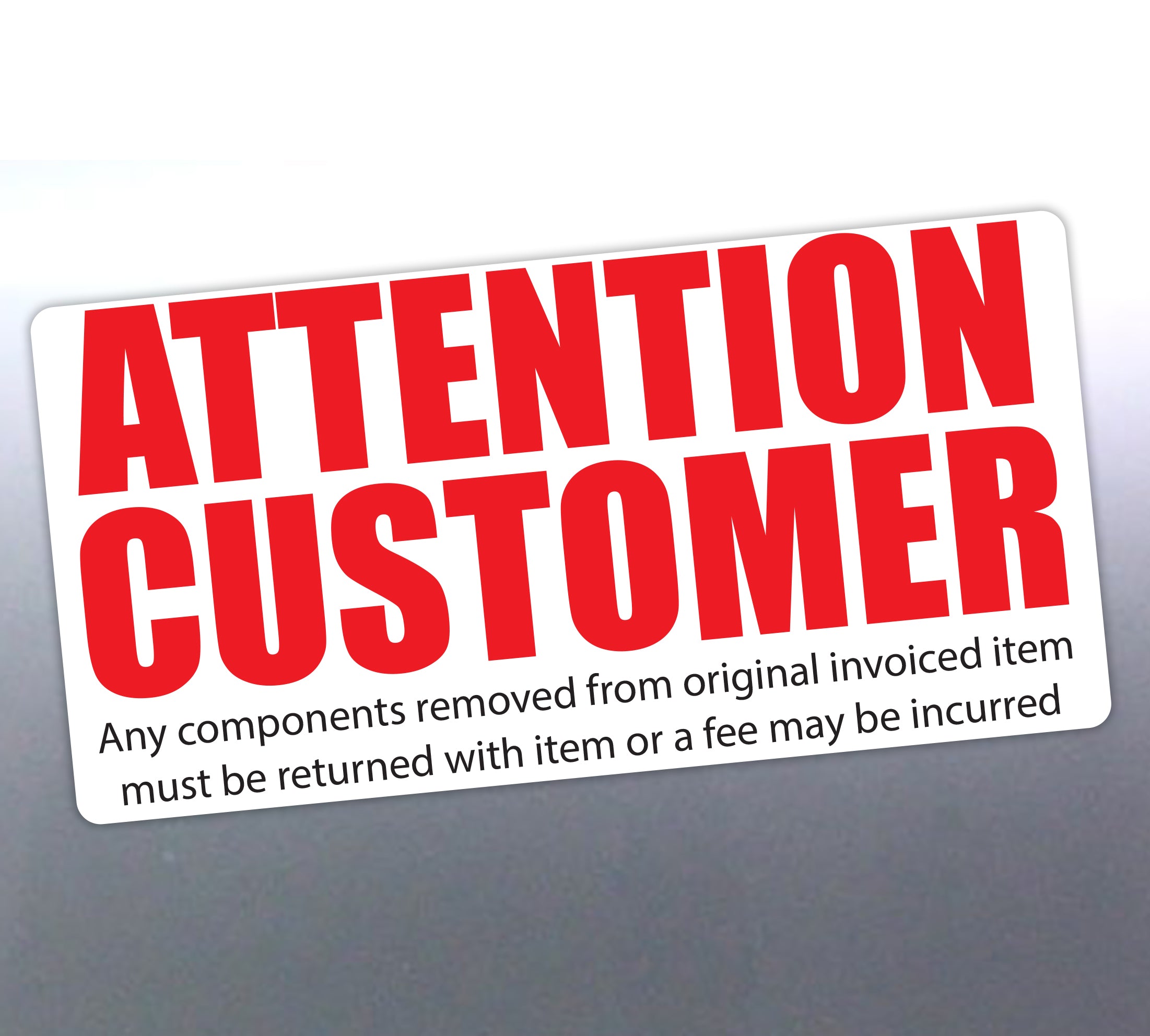 Streamline Spare Parts Sales with 'ATTENTION CUSTOMER' Stickers | Stick ...