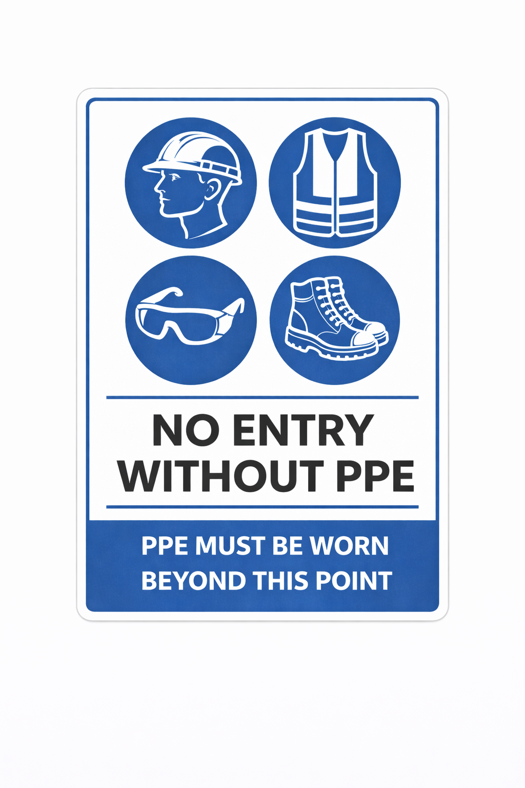 No Entry Without PPE Sign – Construction PPE 235×300mm – Stick-Dat