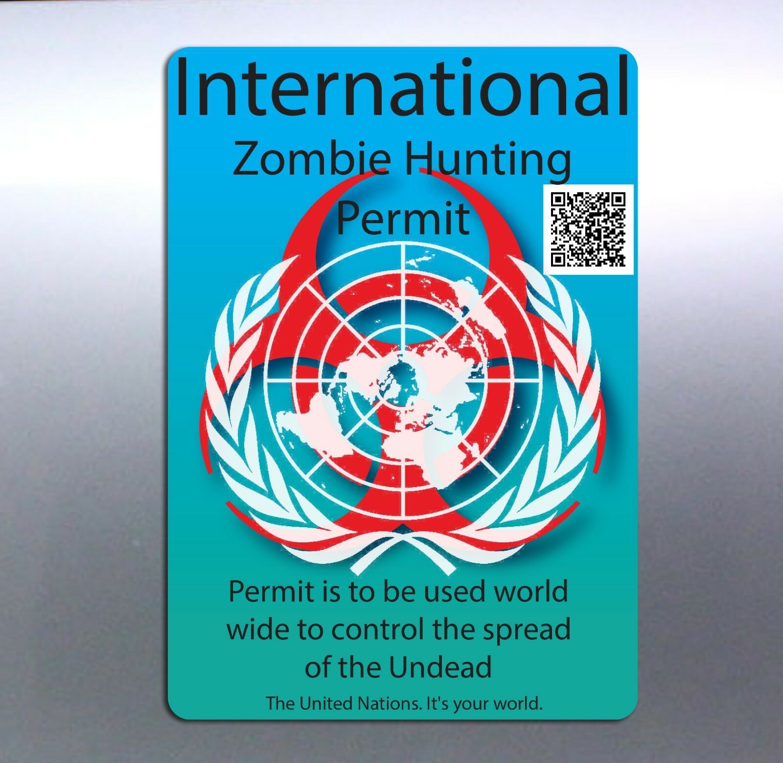 International Zombie Hunting Permit 15x10 cm hunte – Stickdat