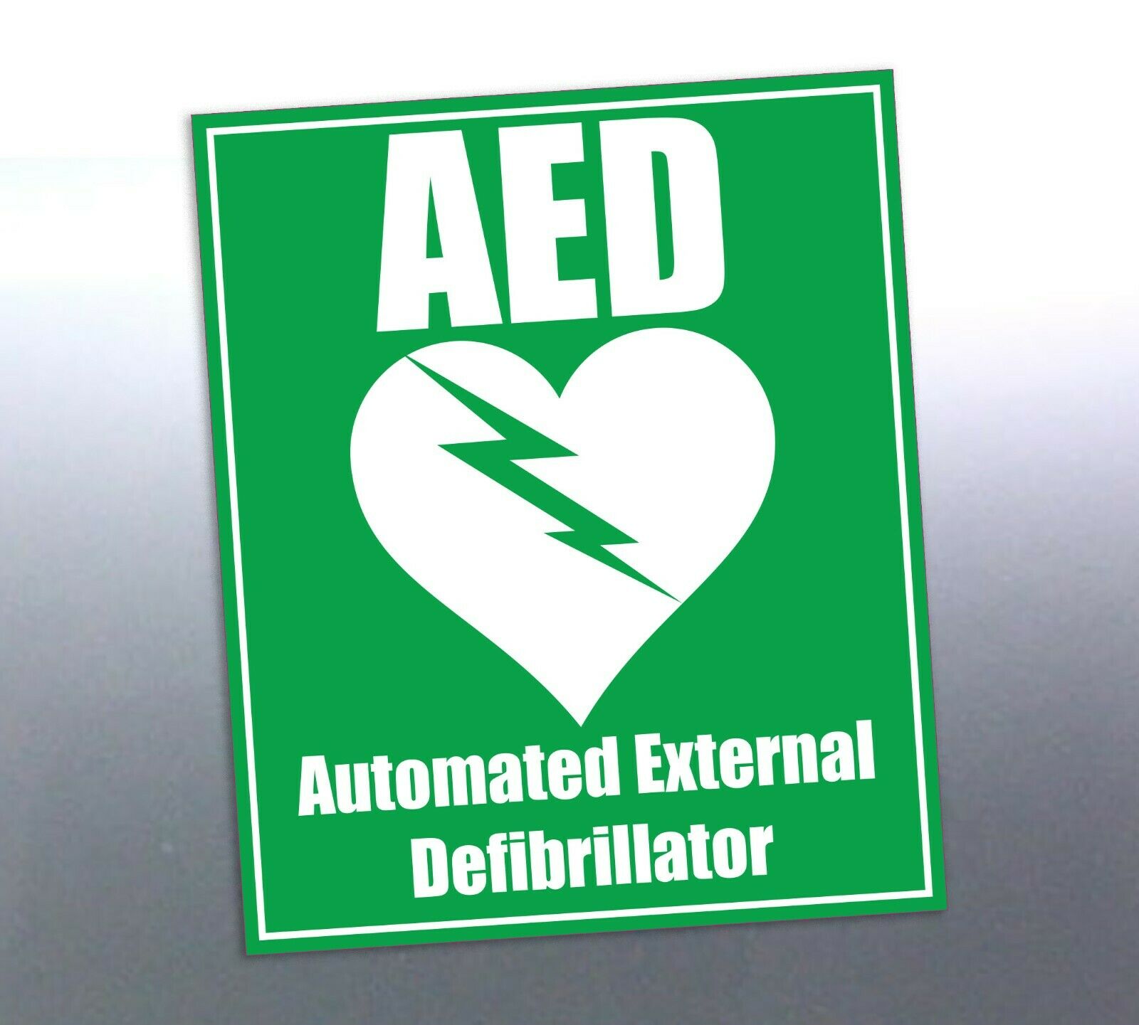 AED Vinyl Sticker – 155 x 180mm | Green Emergency Defibrillator Sign ...