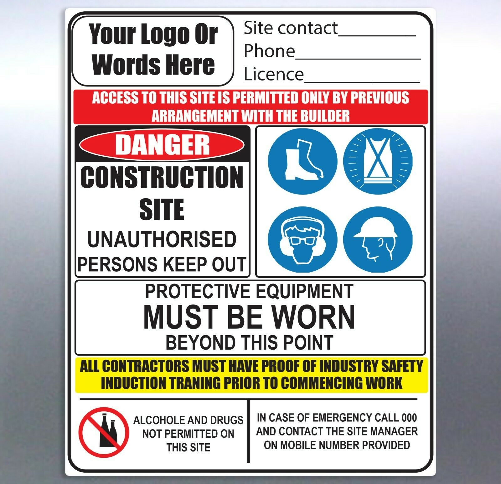 Safety construction sticker custom logo and info t – Stickdat