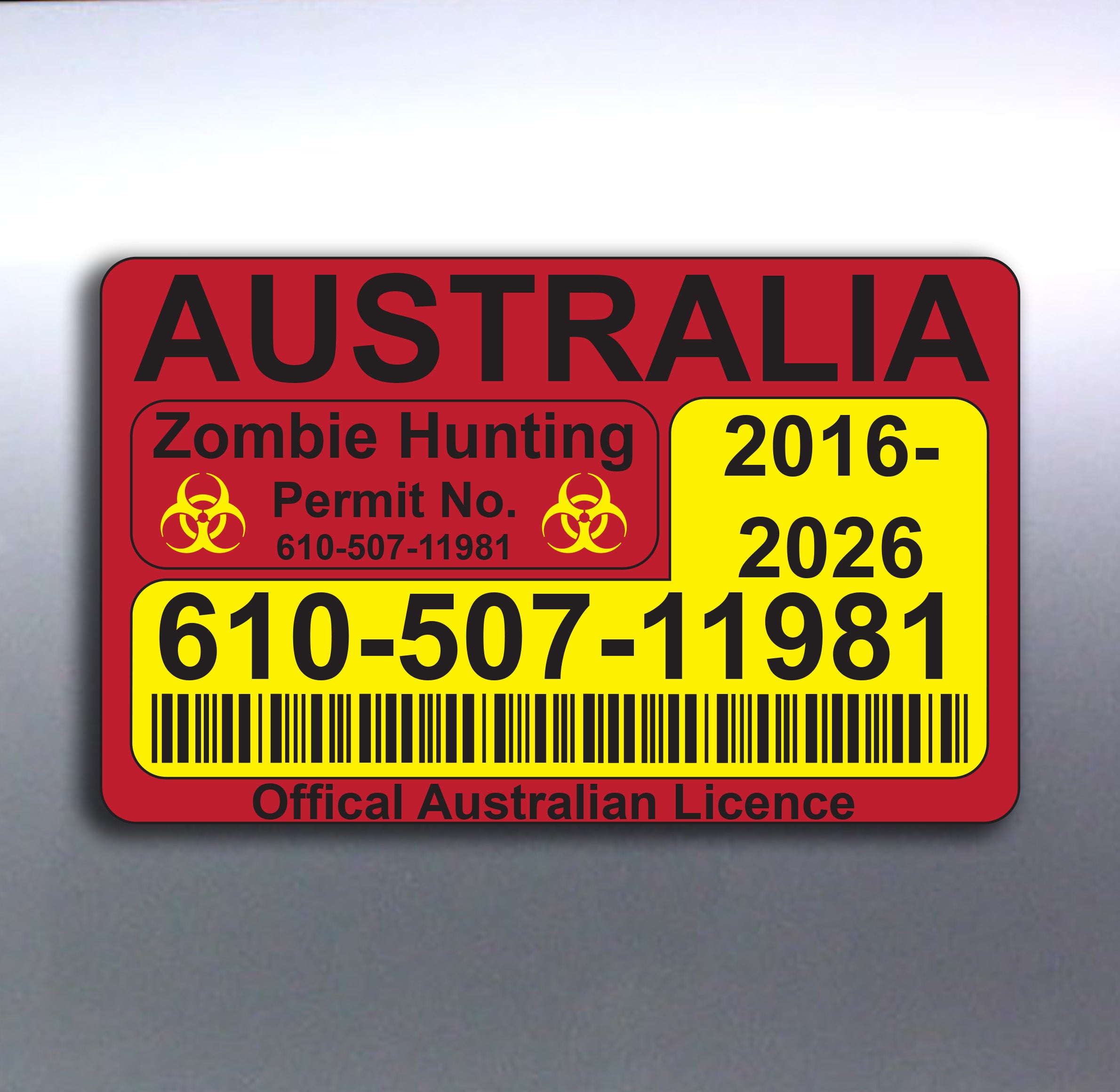 Zombie Hunting Permit 80 x 130 mm walking dead lic – Stickdat